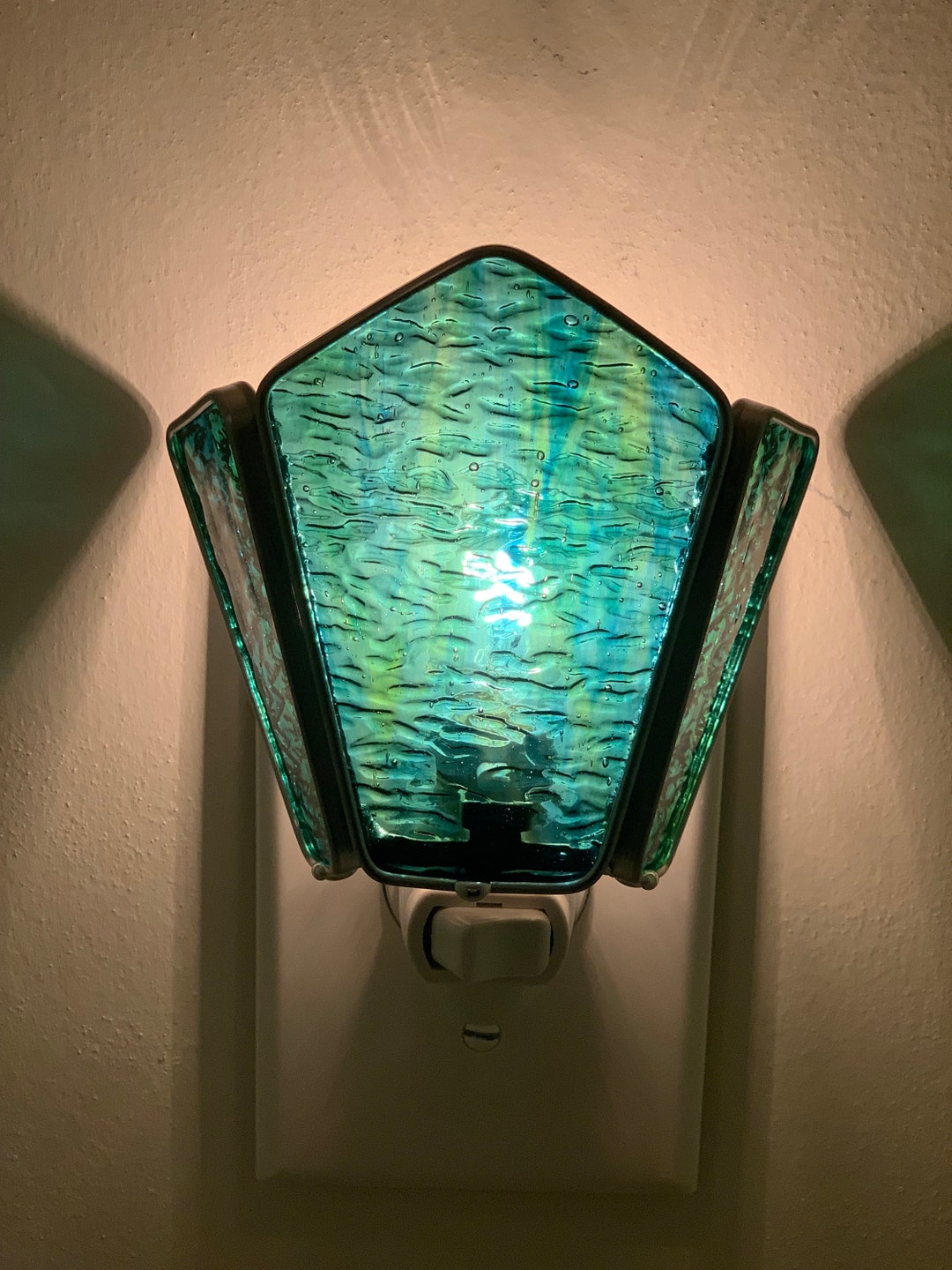 Stained Glass Nightlight: Mermaid Blue Ripple Glass Sconce - Etsy