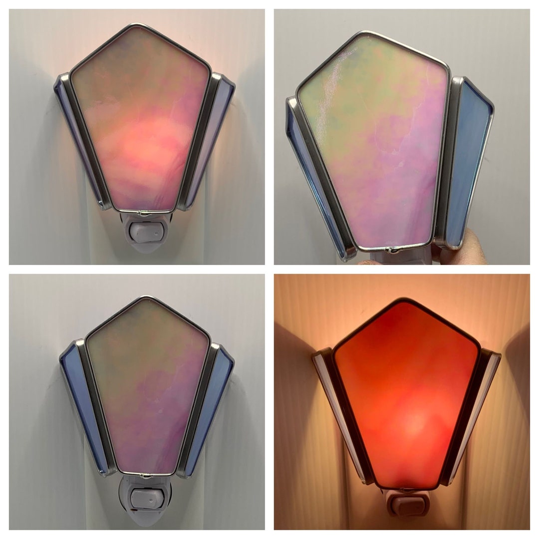 2 Tone Sconce Style Stained Glass Nightlight in Pink and Blue - Etsy