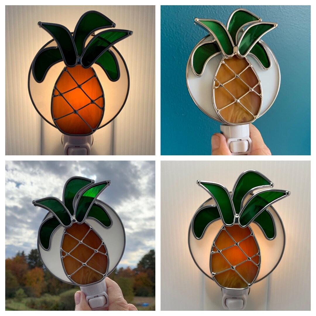 Pineapple Stained Glass Nightlight Free Shipping Made in - Etsy