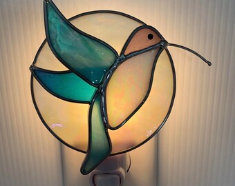 Stained Glass Hummingbird Night Light/6x 4 1/2w Hummingbird With Flower ...