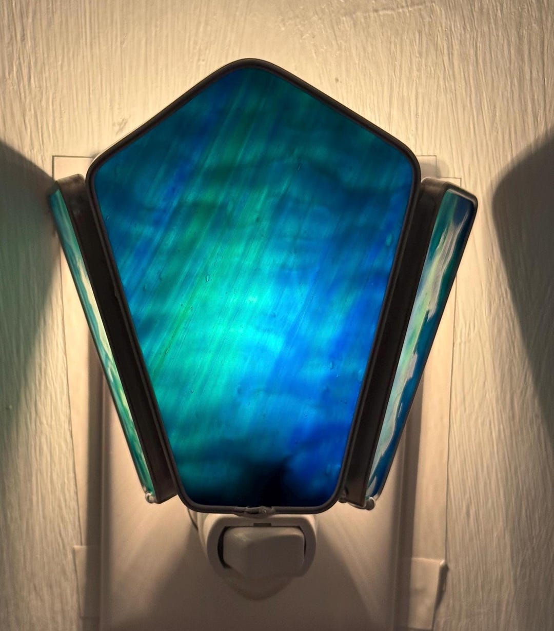 Stained Glass Nightlight - Blue Cobalt Green - Sconce Style - Etsy