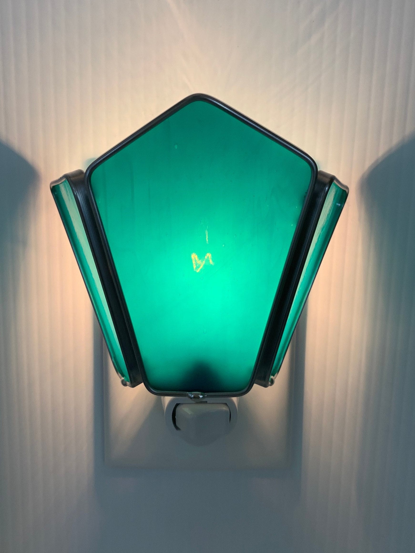 3 Sided Sconce Style Stained Glass Nightlight in Teal -S-146 - Etsy