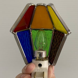 Multi Colored Lantern Style Stained Glass Nightlight -L-MULTI - Etsy