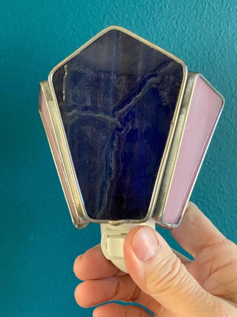 Stained Glass Nightlight - 3 Sided Sconce Style - 2 Tone - Plug in ...