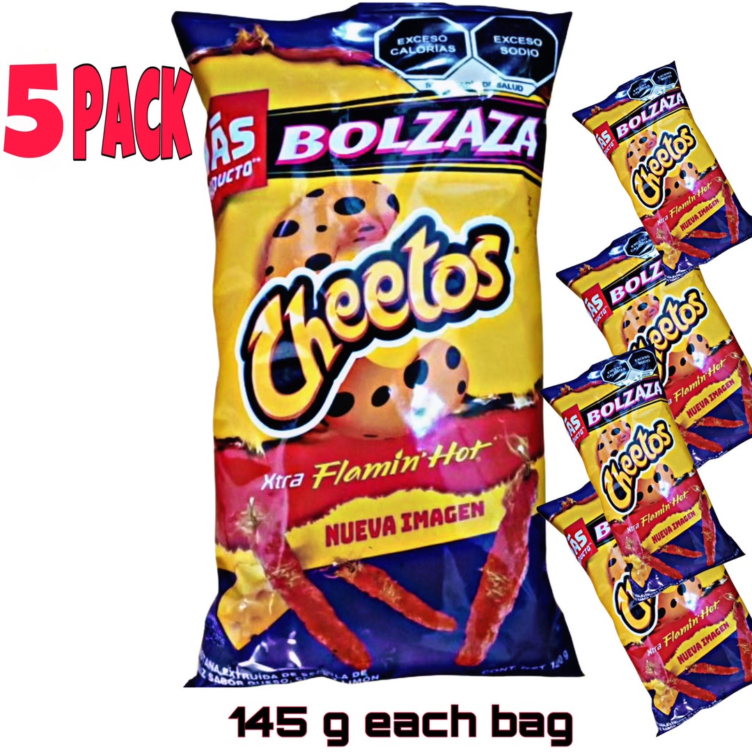 5 Pack, Cheetos Xtra Flaming Hot, Large Size, 145 G Each, Spicy ...