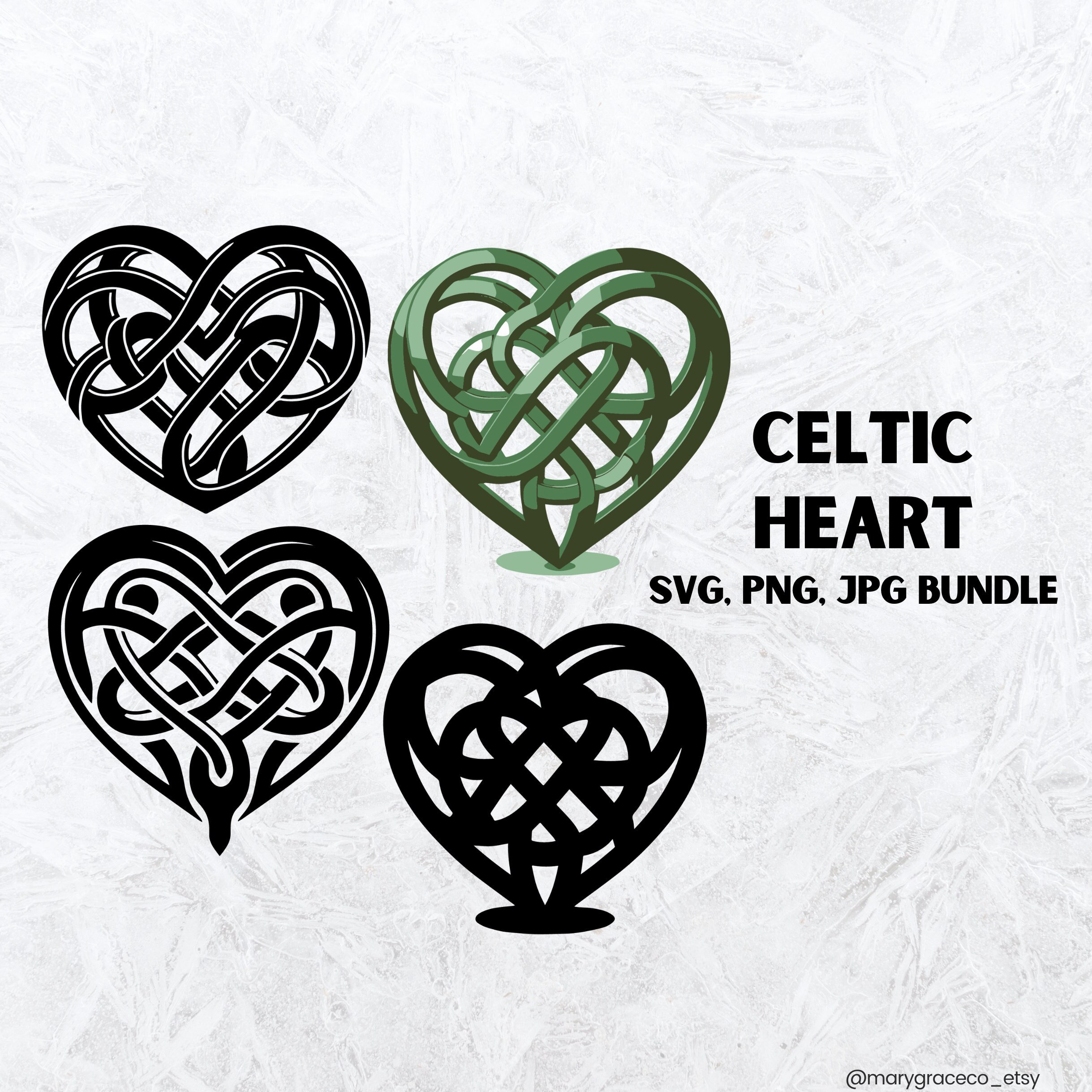 Celtic Heart Bundle Graphic SVG, PNG, JPG Files Irish Clipart Celtic ...