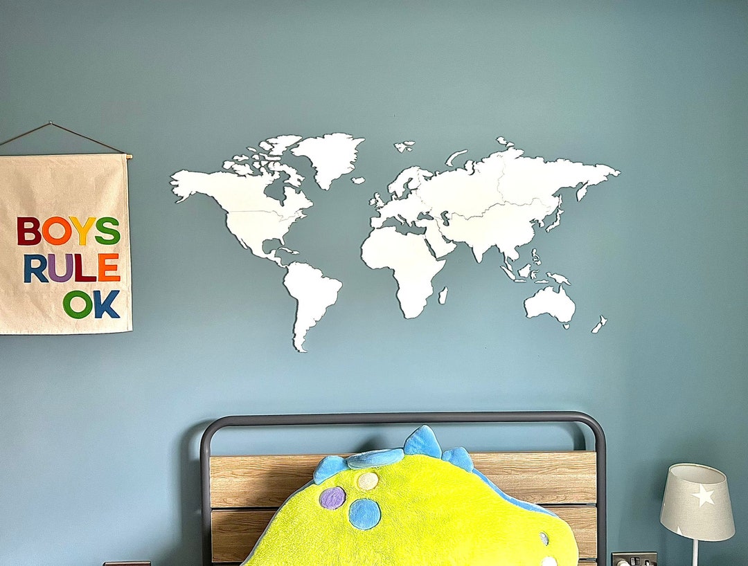 White Acrylic World Map Wall Art Map of the World - Etsy