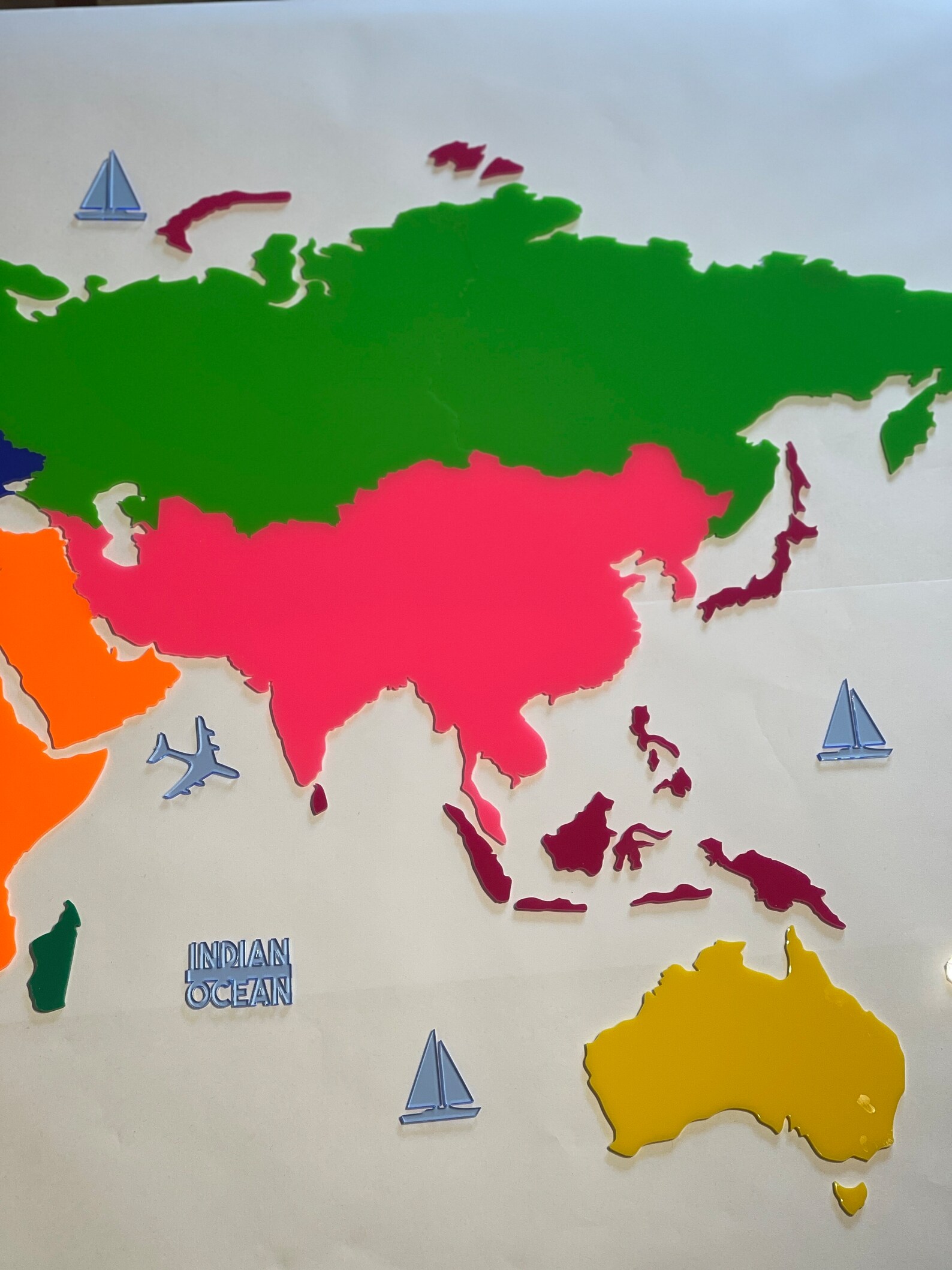 Acrylic World Map Wall Art: Multi Coloured Learning Decor - Etsy