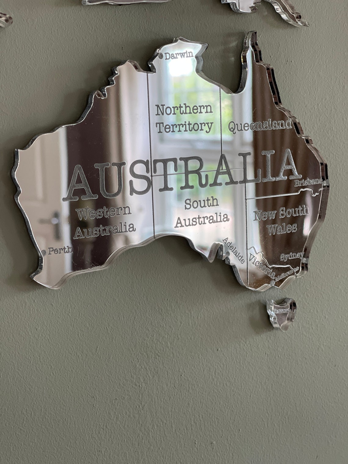 Silver Mirror World Map Wall Art Map of the World - Etsy