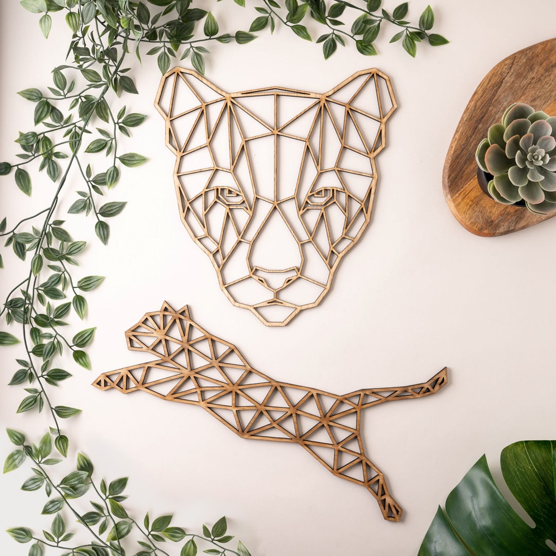 Puma Head, Wall Art, Geometric Wooden Puma Head, Wooden Puma, Wall ...