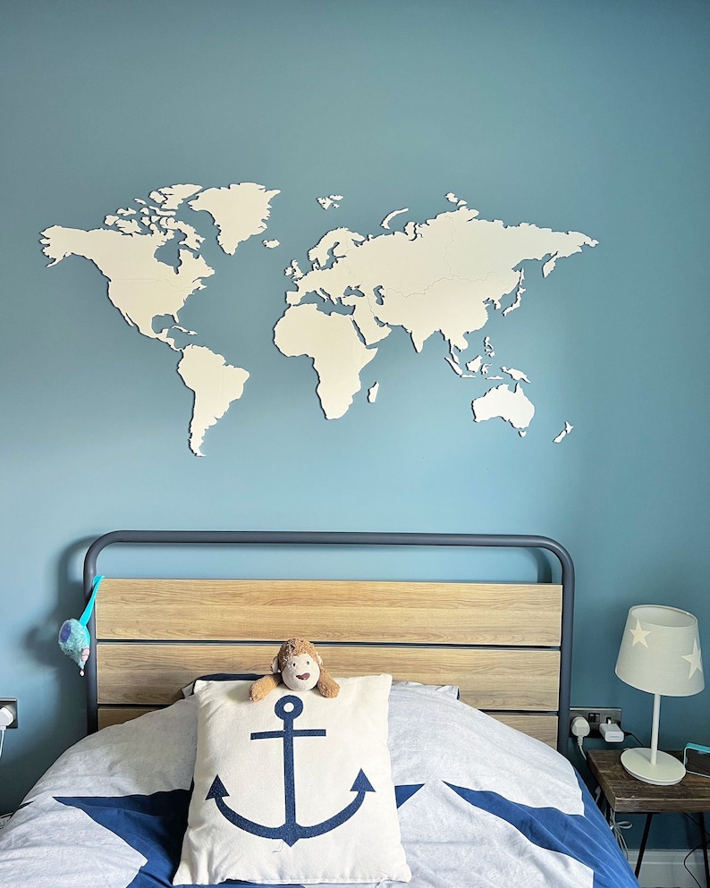 White Acrylic World Map Wall Art Map of the World | Etsy UK