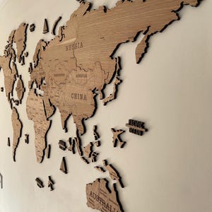 Wooden World Map Wall Art: Engraved Wood Veneer - Etsy
