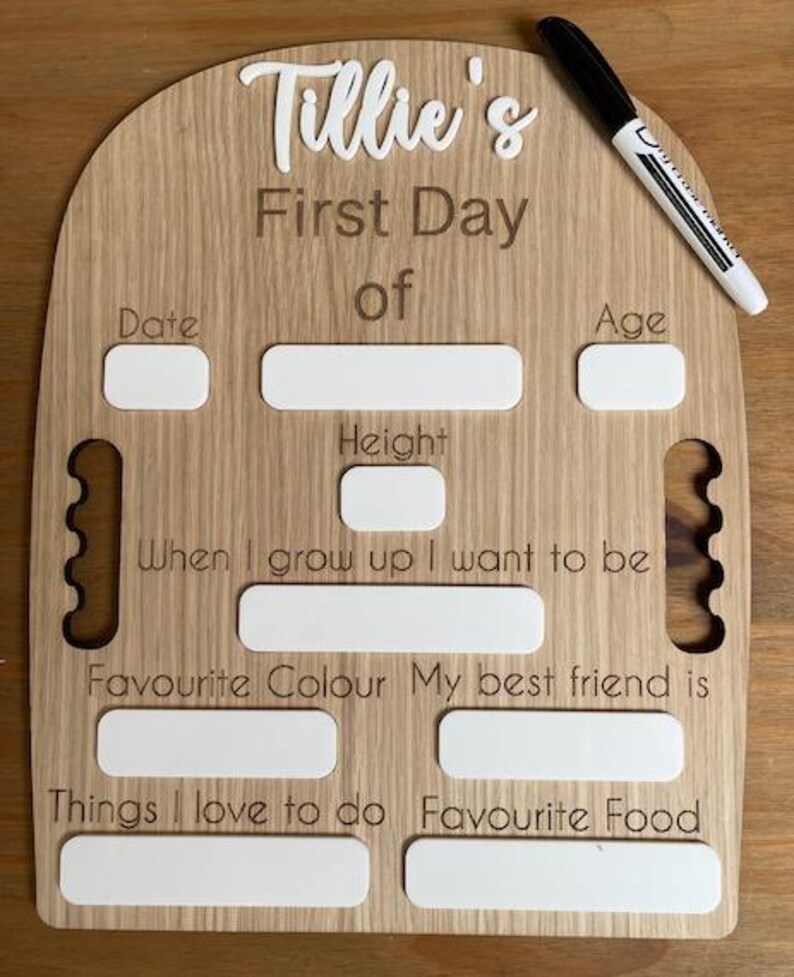 Personalized First Day of School Board: Oak Veneer Keepsake - Etsy ...