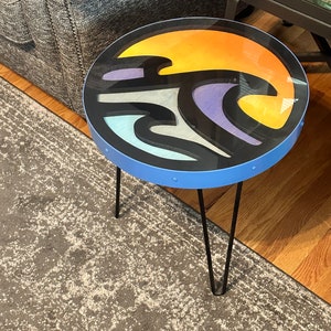Pop Art Waves Accent Table, Pop Art Table, Round Accent Table, Modern ...