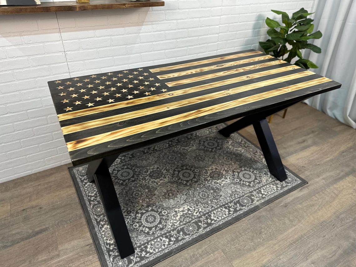 Patriot American Flag Dining Table | Solid Wood Farmhouse Kitchen ...