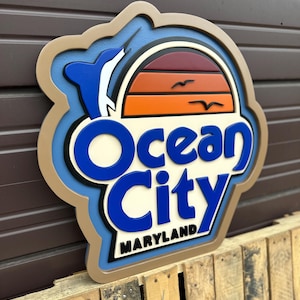 Retro Ocean City Maryland Sign | 3D Routed Wall Art | Coastal Beach ...