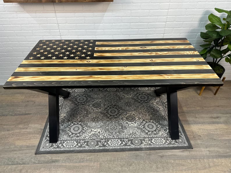 Patriot American Flag Dining Table | Solid Wood Farmhouse Kitchen ...