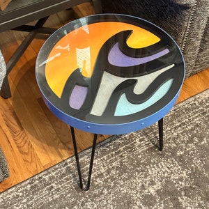 Pop Art Waves Accent Table, Pop Art Table, Round Accent Table, Modern ...