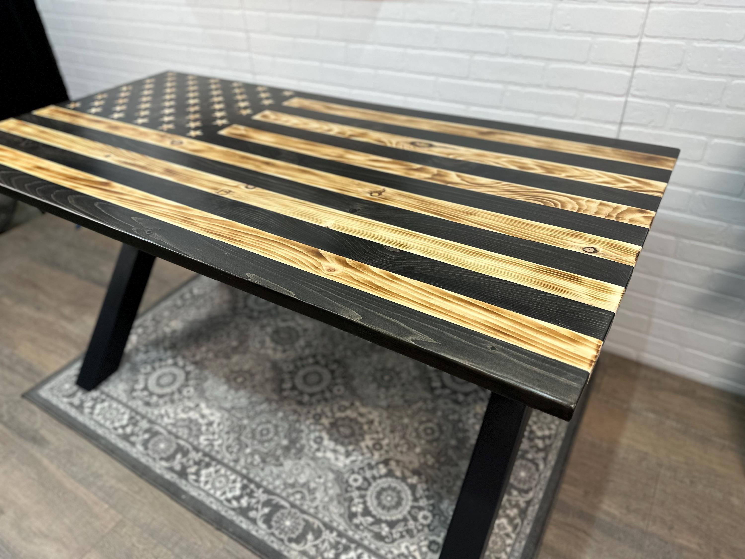 Patriot American Flag Dining Table | Solid Wood Farmhouse Kitchen ...