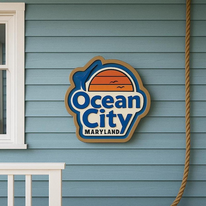 Retro Ocean City Maryland Sign | 3D Routed Wall Art | Coastal Beach ...