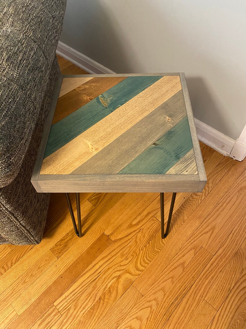 Teal Moss End Table Farmhouse End Table Coastal End Table - Etsy