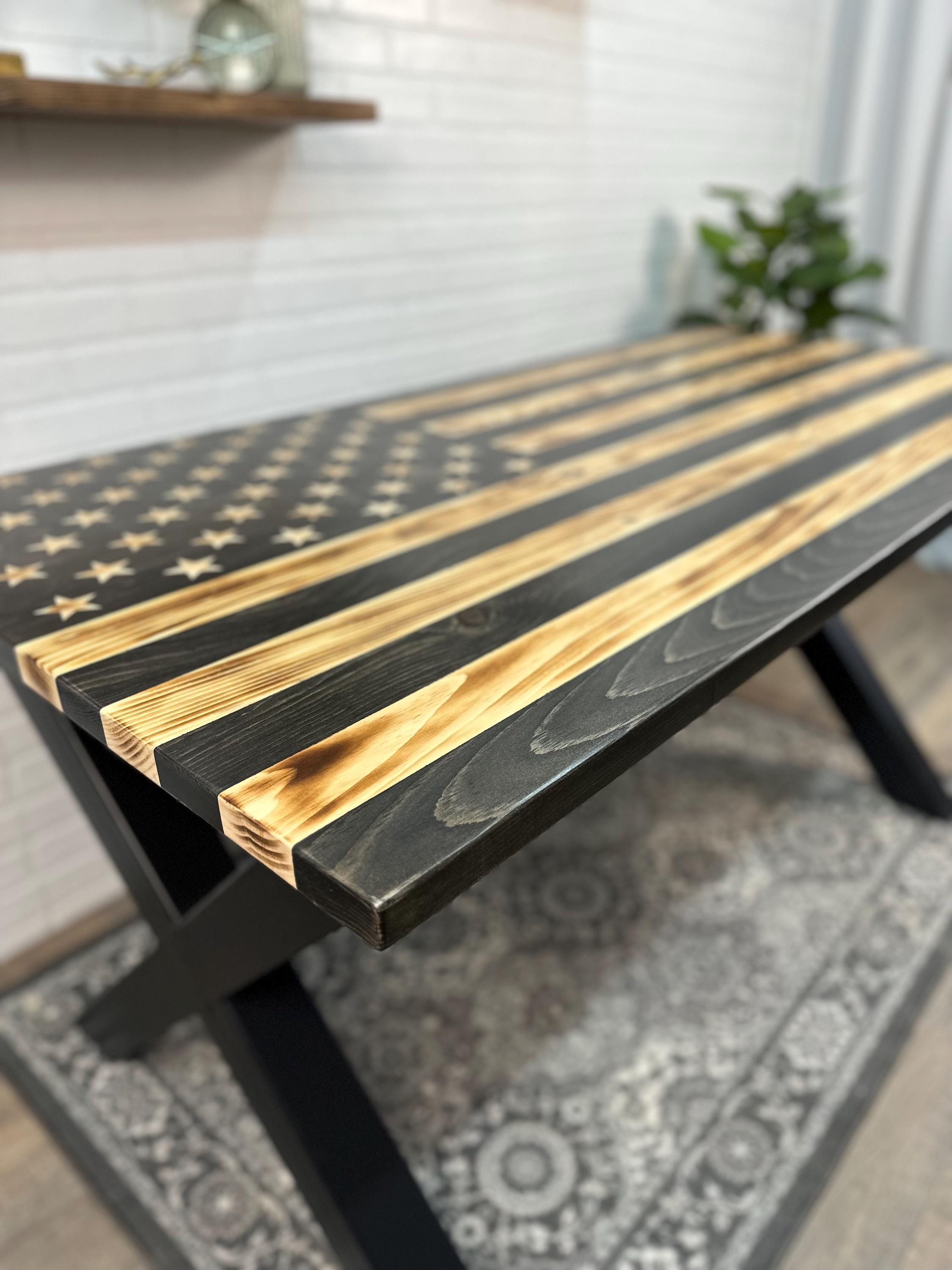 Patriot American Flag Dining Table | Solid Wood Farmhouse Kitchen ...