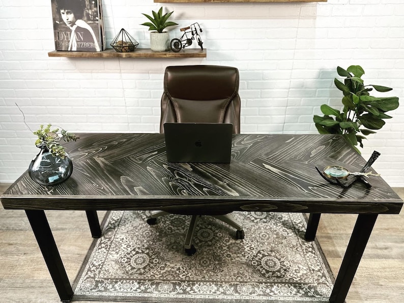 The E.a.poe Desk Herringbone Desk Home Office Desk - Etsy