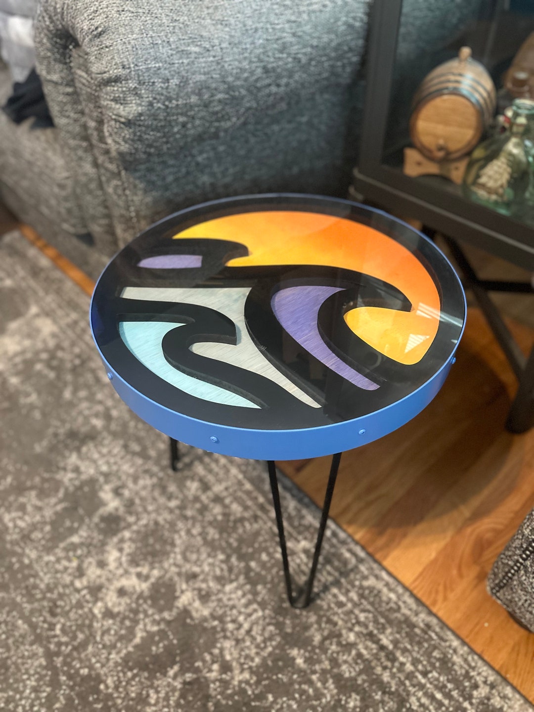 Pop Art Waves Accent Table, Pop Art Table, Round Accent Table, Modern ...