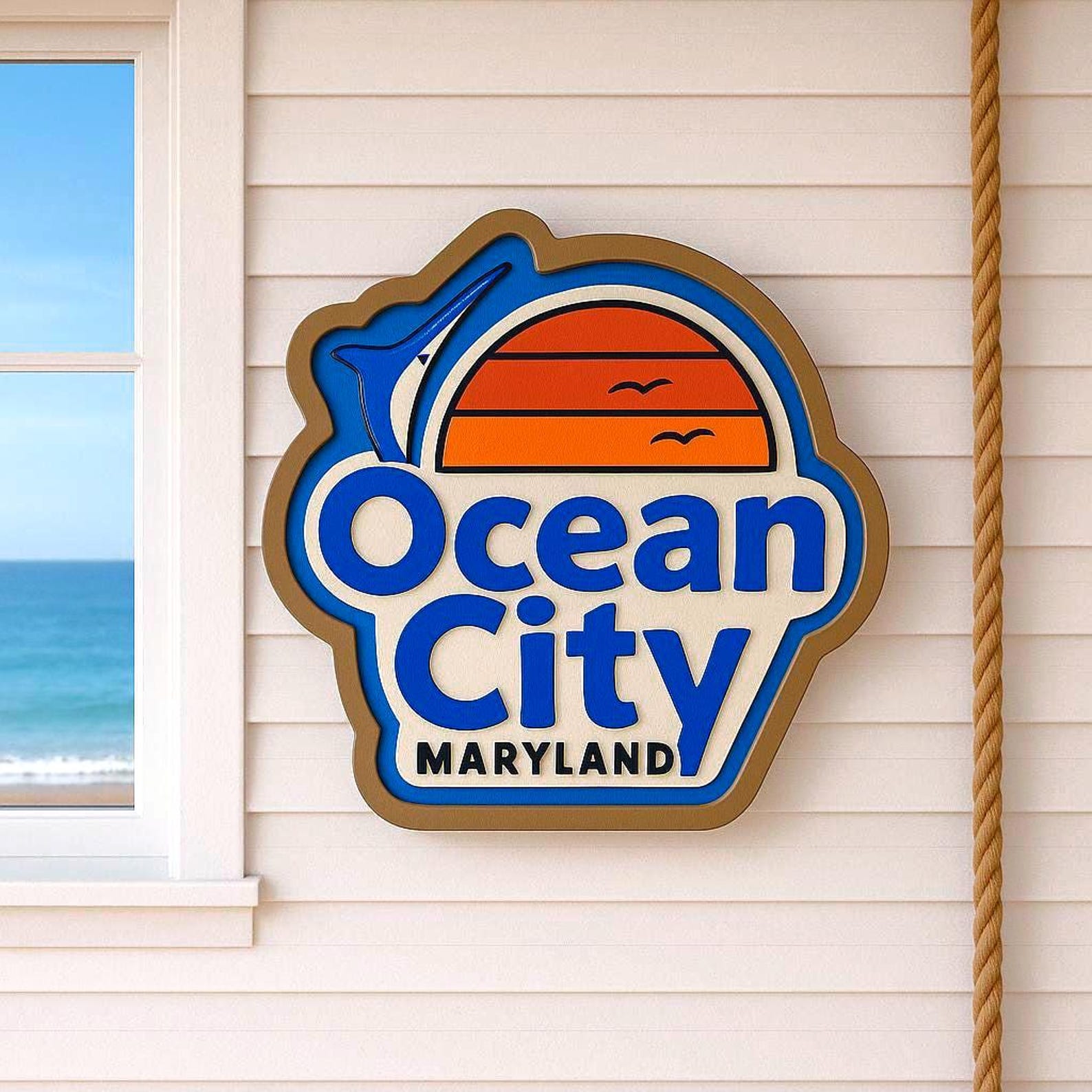 Retro Ocean City Maryland Sign | 3D Routed Wall Art | Coastal Beach ...