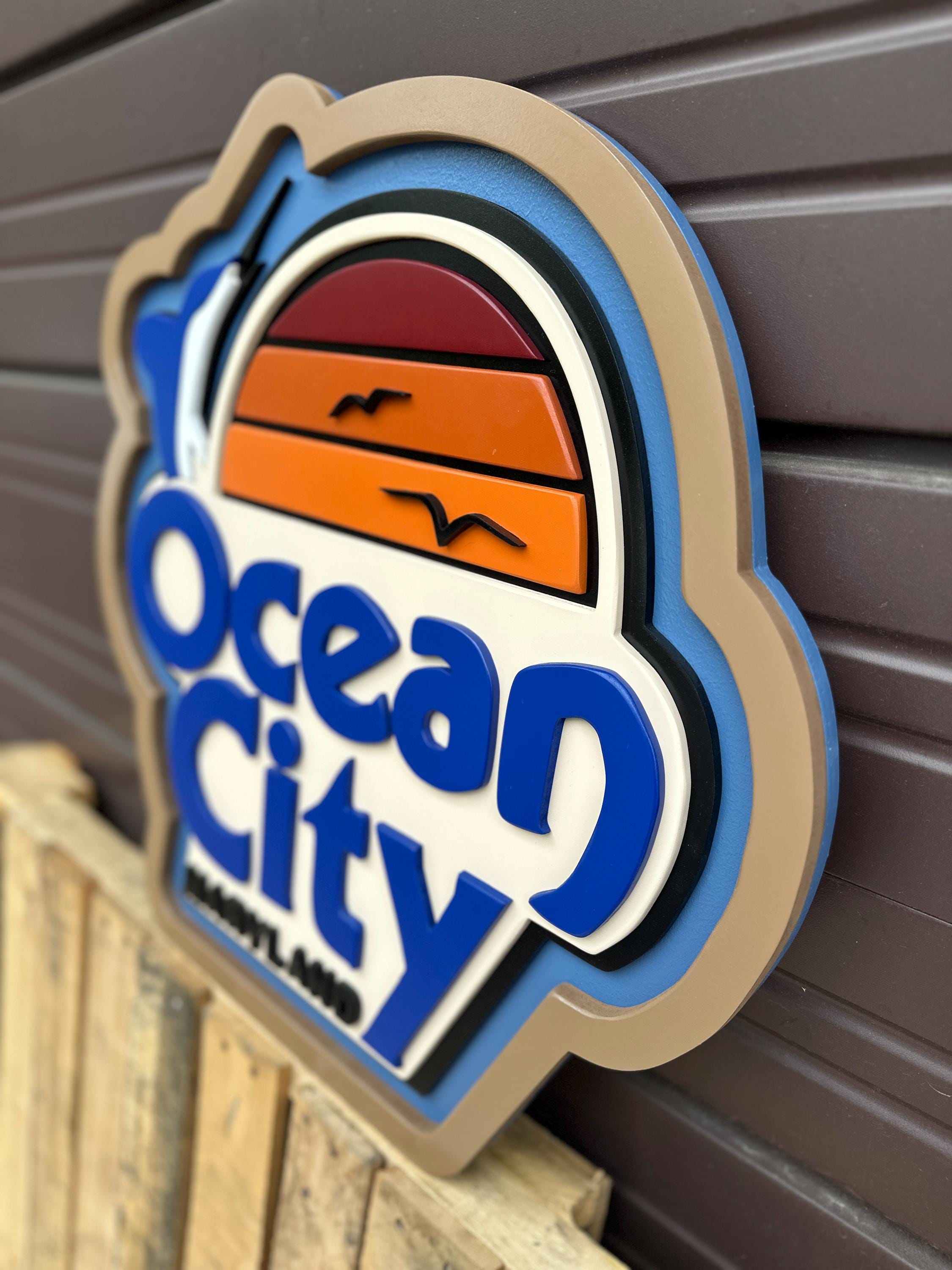 Retro Ocean City Maryland Sign | 3D Routed Wall Art | Coastal Beach ...