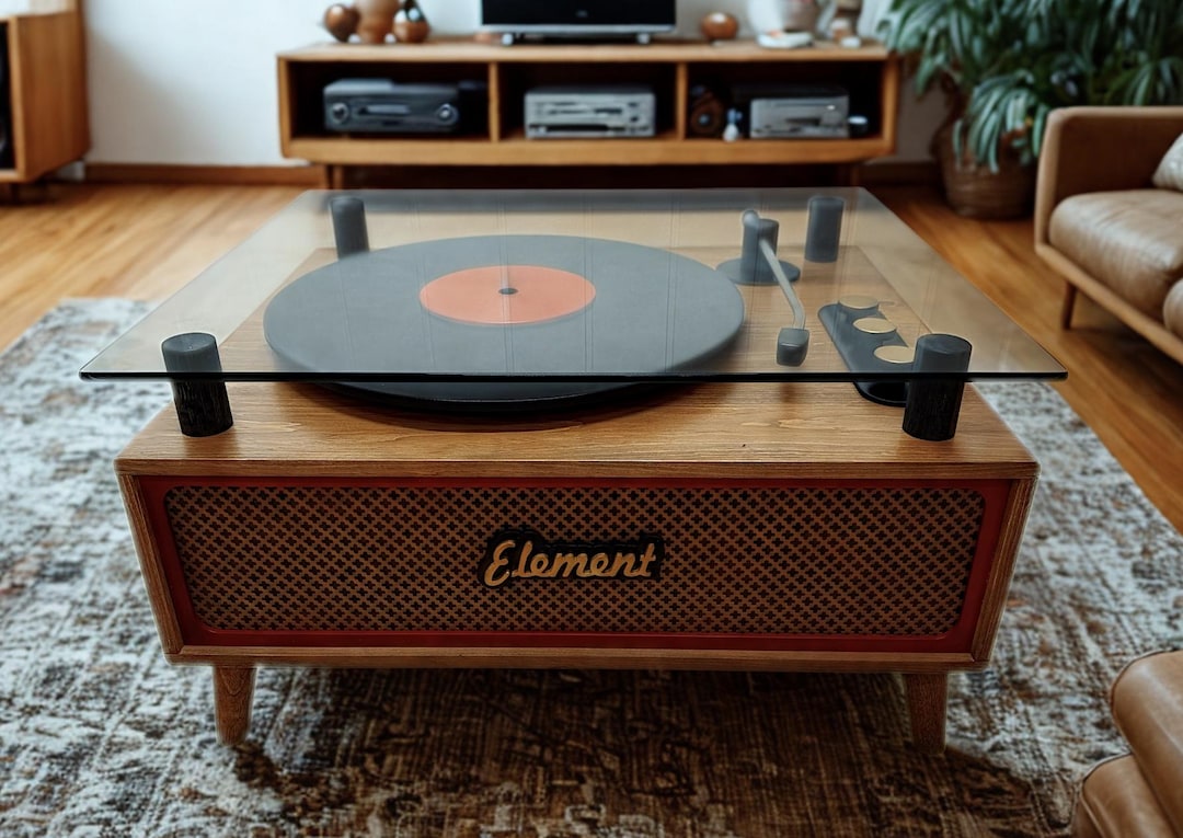Hi-fi Lounge Coffee Table | Oversized Record Player Stand | Mid Century ...