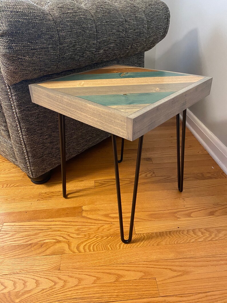 Teal Moss End Table Farmhouse End Table Coastal End Table - Etsy