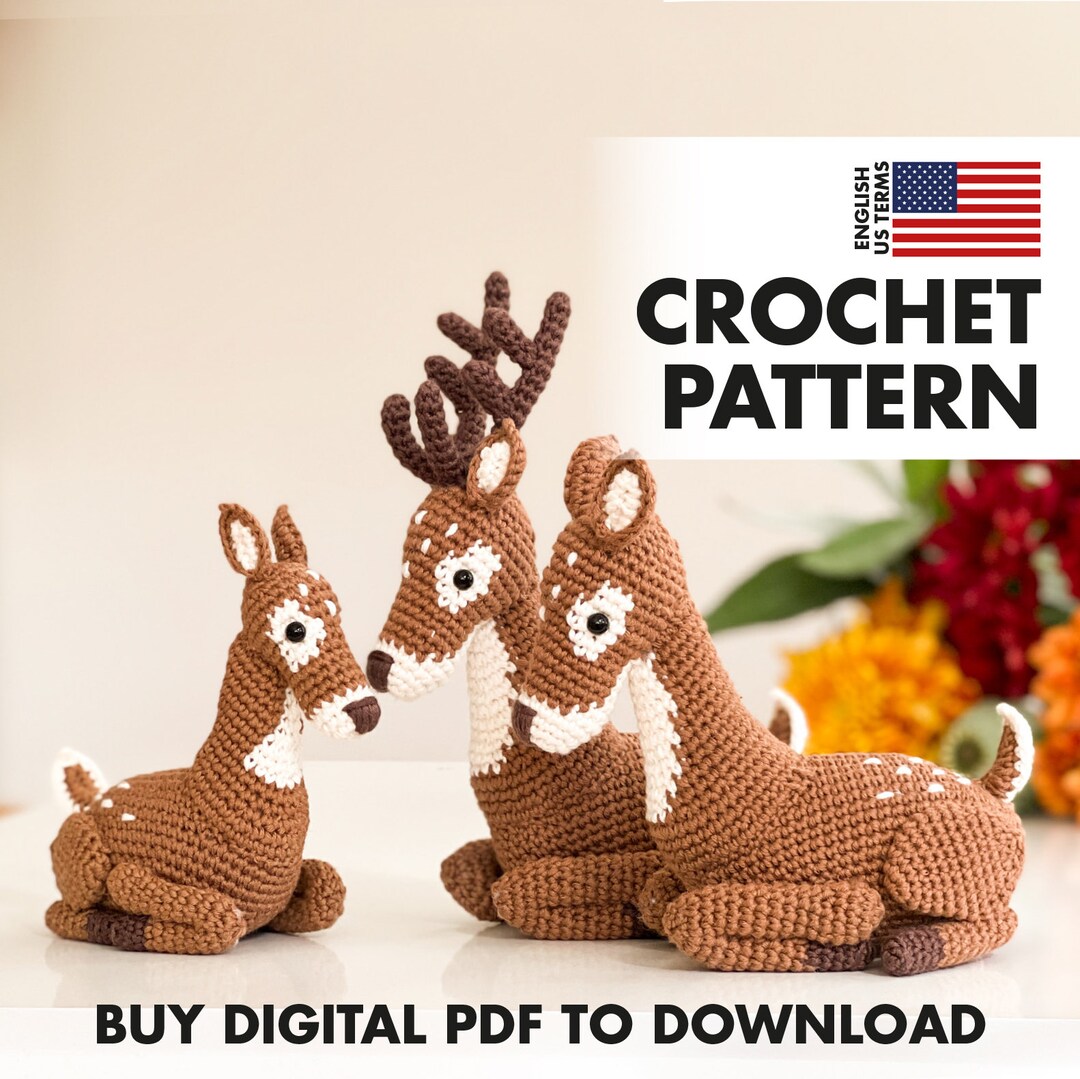 CROCHET PATTERN: the Fallow Deer Family Amigurumi Deer / Reindeer ...