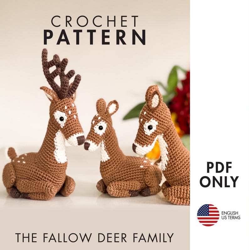 Crochet Pattern - Fallow Deer Family - Amigurumi Reindeer Fawn (PDF Diy ...