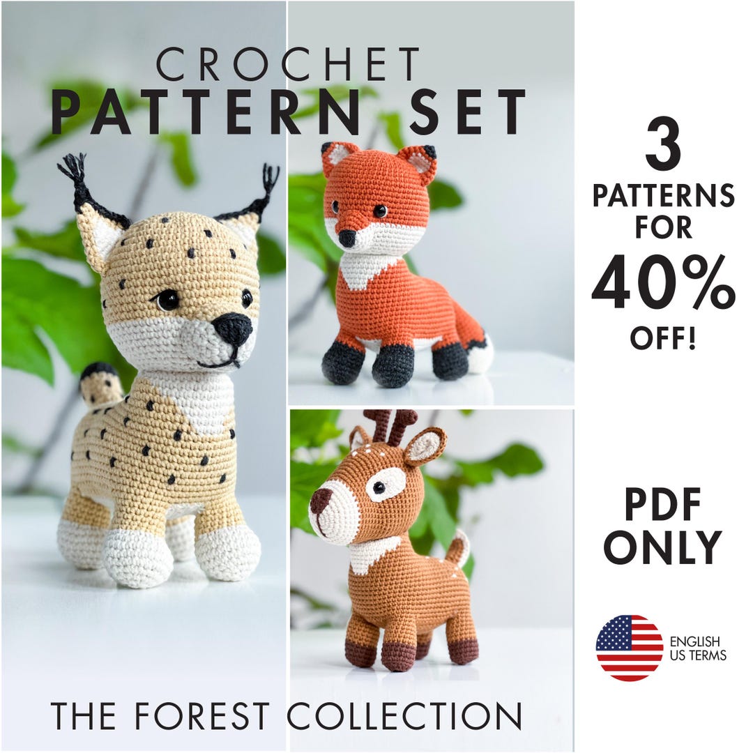 CROCHET PATTERN: Forest Animals - Amigurumi Lynx / Fox / Deer Crochet ...