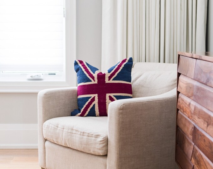 British Pillow Cover // British Flag Pillow // Cotton Canvas Pillow ...