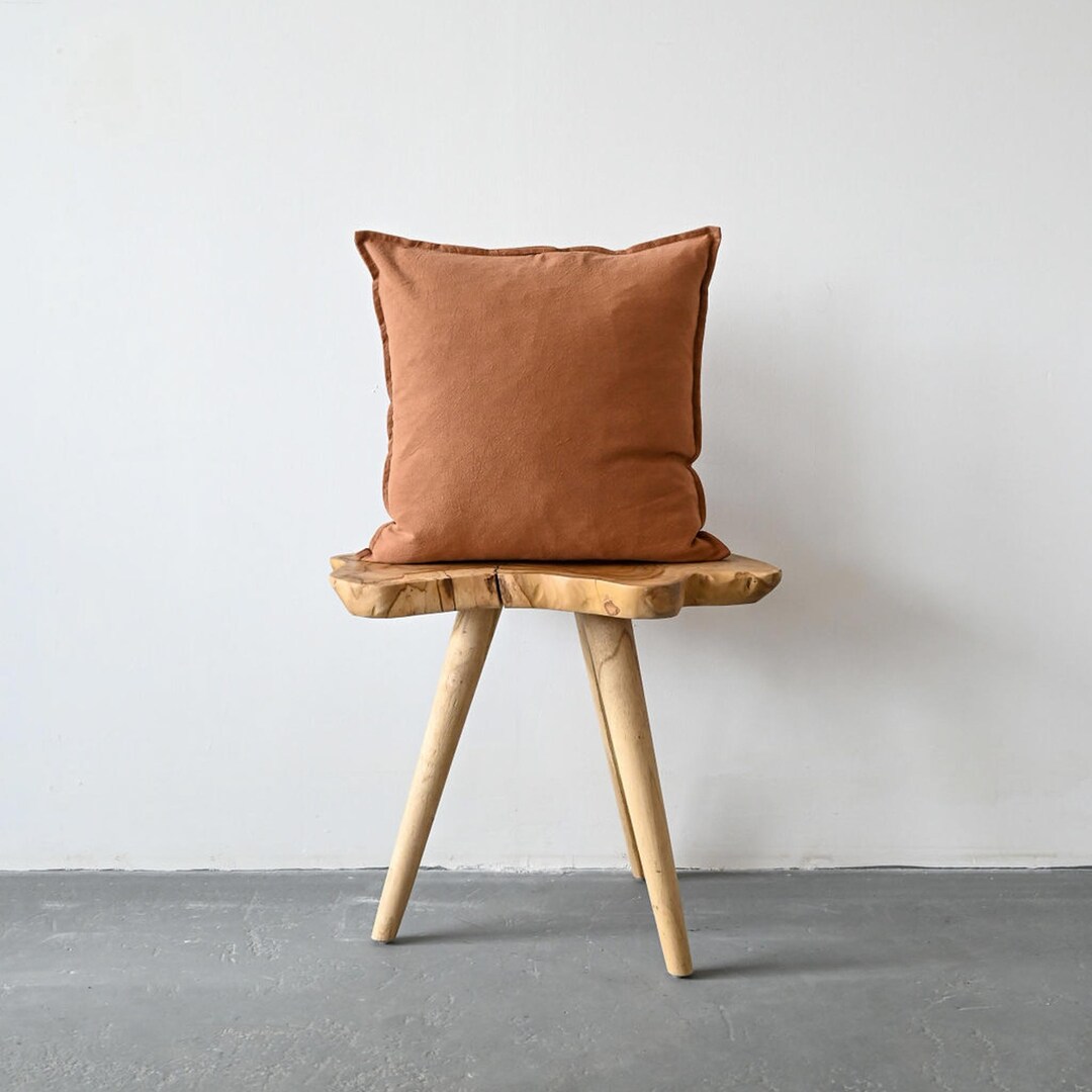 Cotton Linen Pillow Cover - Rust // Rust Linen Pillow // 18" X 18 ...
