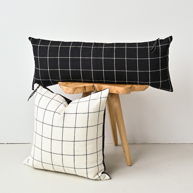 Black and White Checkered Pillow Cover // Checkered Pillow // Cotton ...