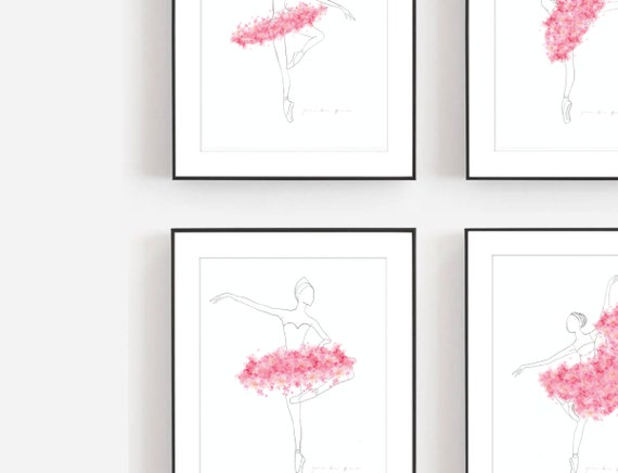 Set of 4 Ballet Prints in Pink PRINTABLE Wall Art | Etsy