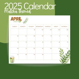 2025 Calendar Digital Download Matcha Themed - Etsy
