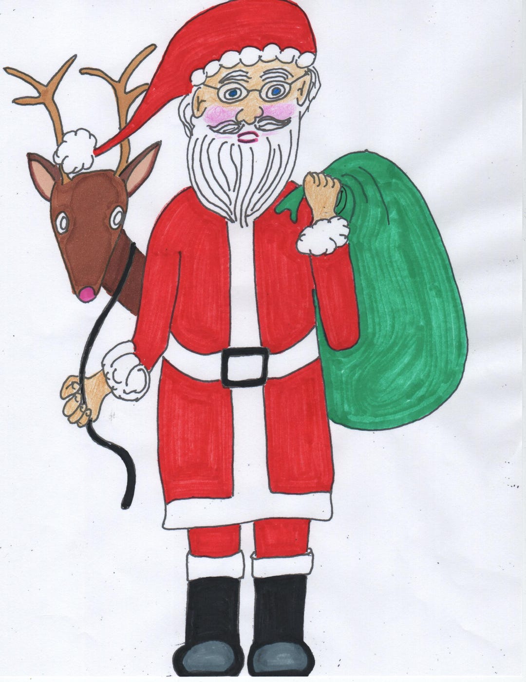 Santa & Reindeer Coloring Page, Christmas Fun (digital Download) - Etsy