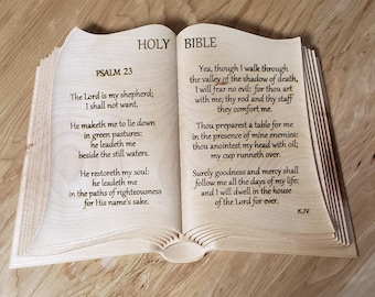 3D Precision Carved Open Bible Made of Birch Wood With Laser Engraved ...