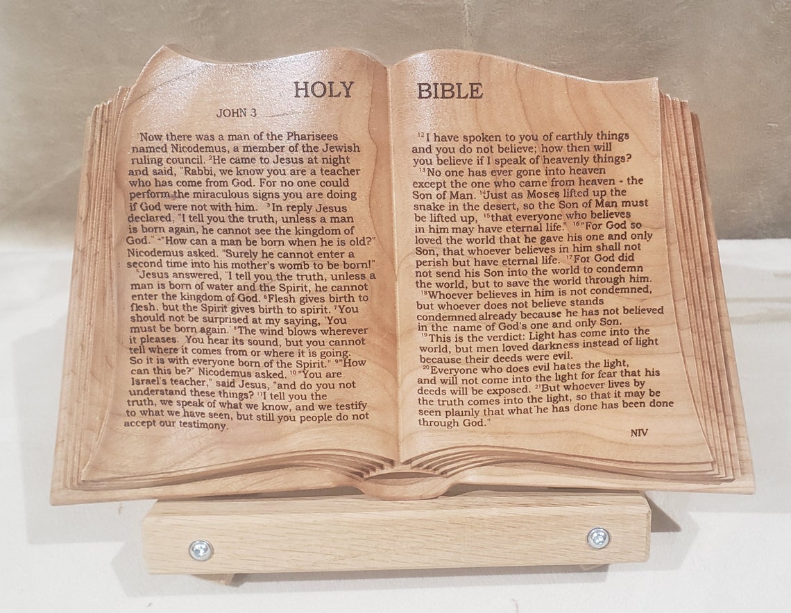 3D Precision Carved Open Bible Made of Cherry Wood With Laser - Etsy