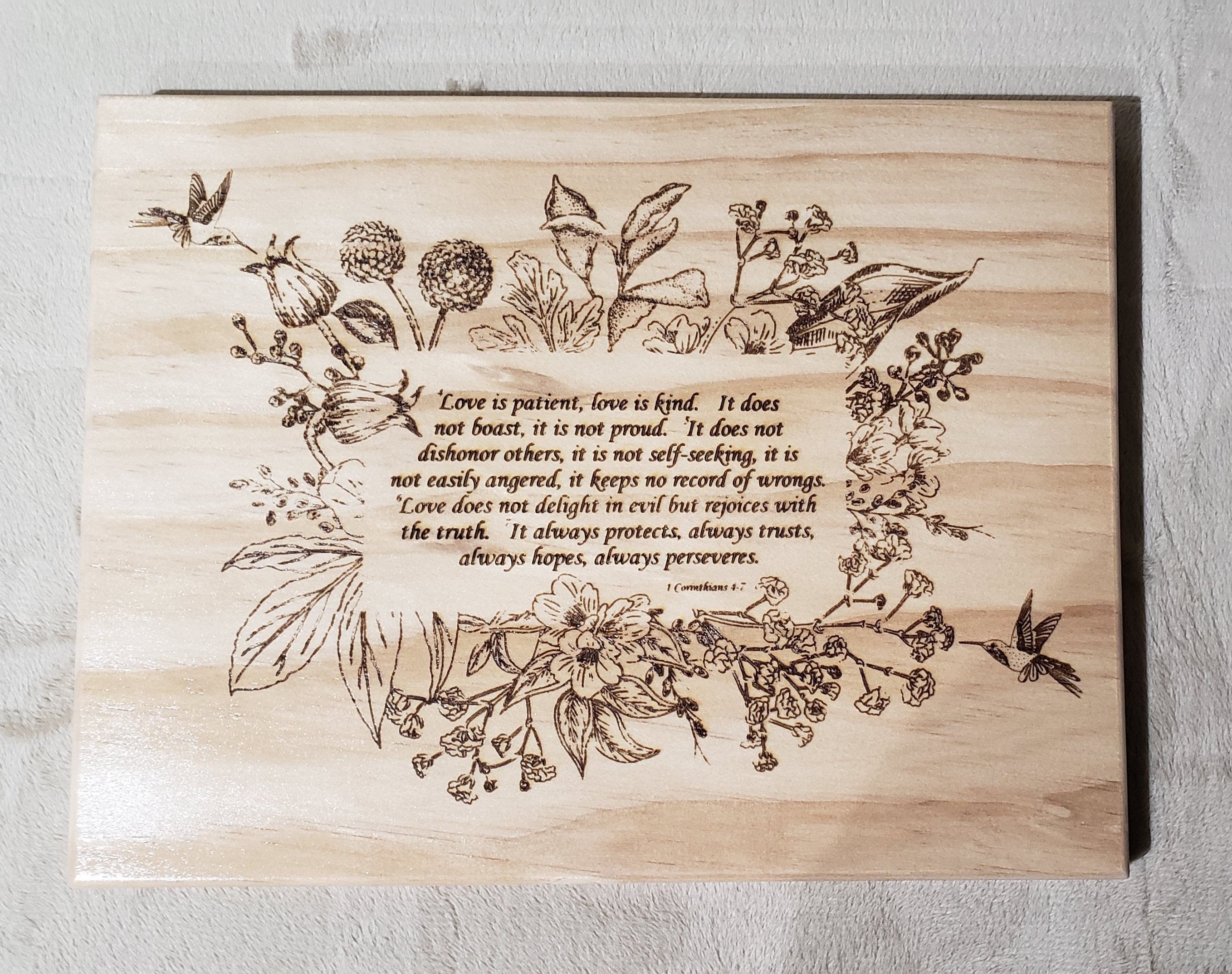 Love is Patient Wall Plaque Laser Engraved on Clear Pine and - Etsy