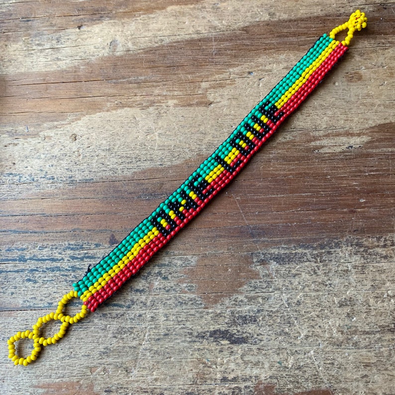 One Love Rasta Beaded Bracelet - Etsy