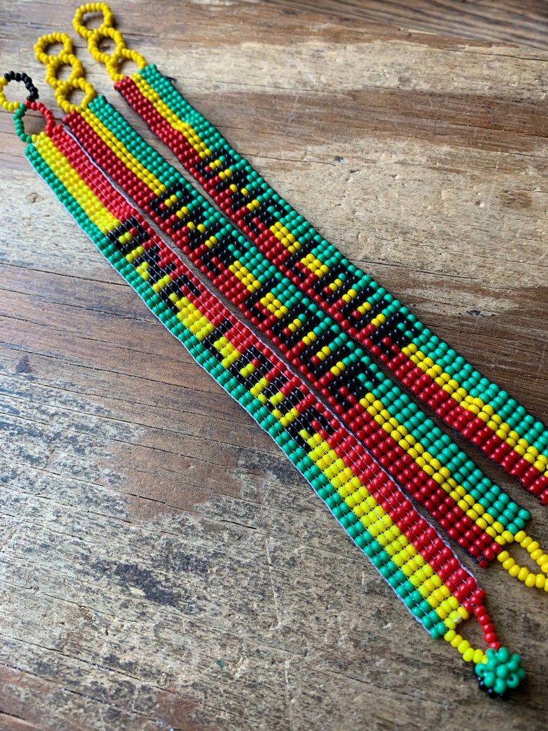 One Love Rasta Beaded Bracelet - Etsy