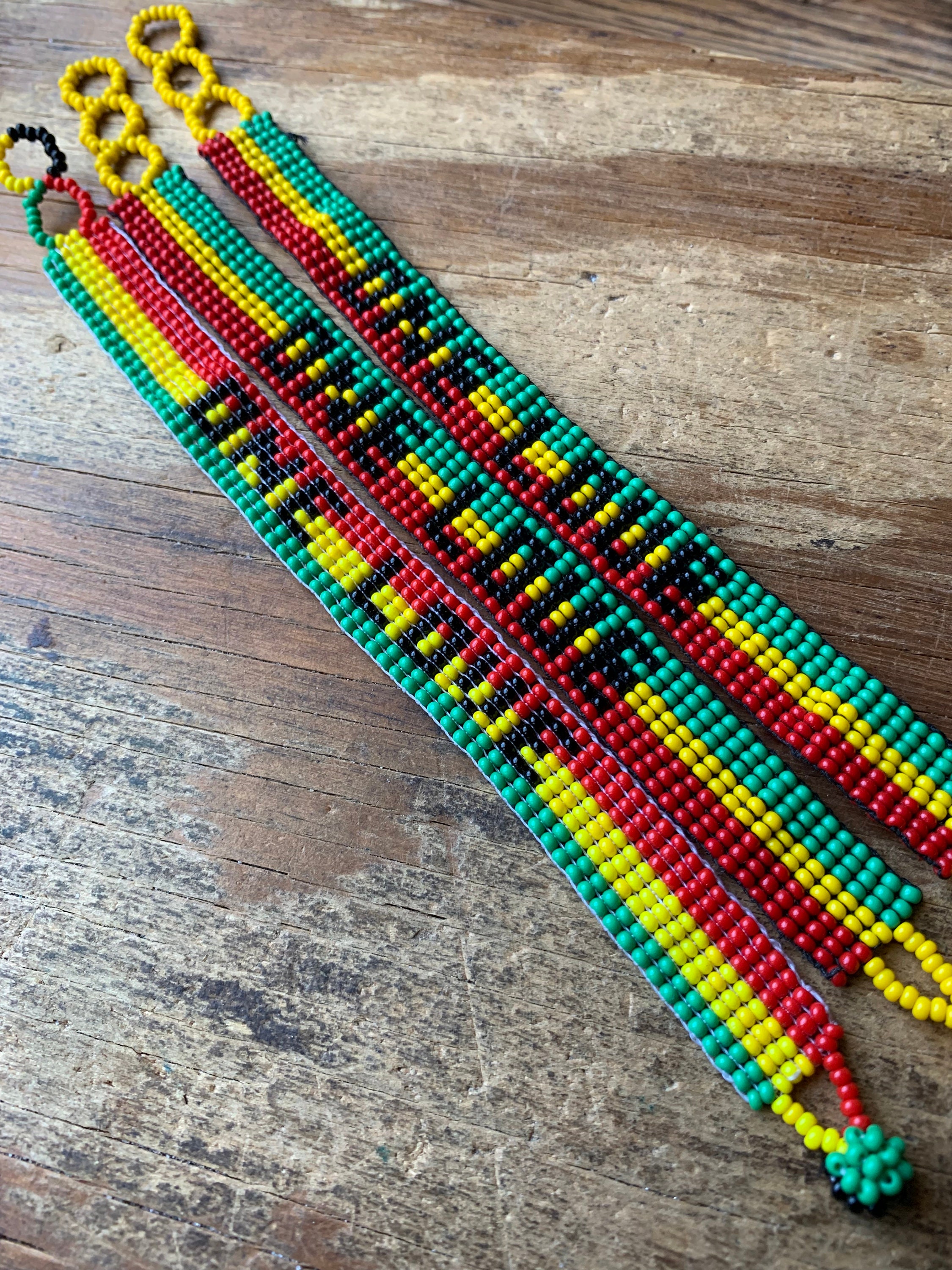 One Love Rasta Beaded Bracelet - Etsy