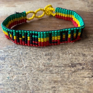 One Love Rasta Beaded Bracelet - Etsy