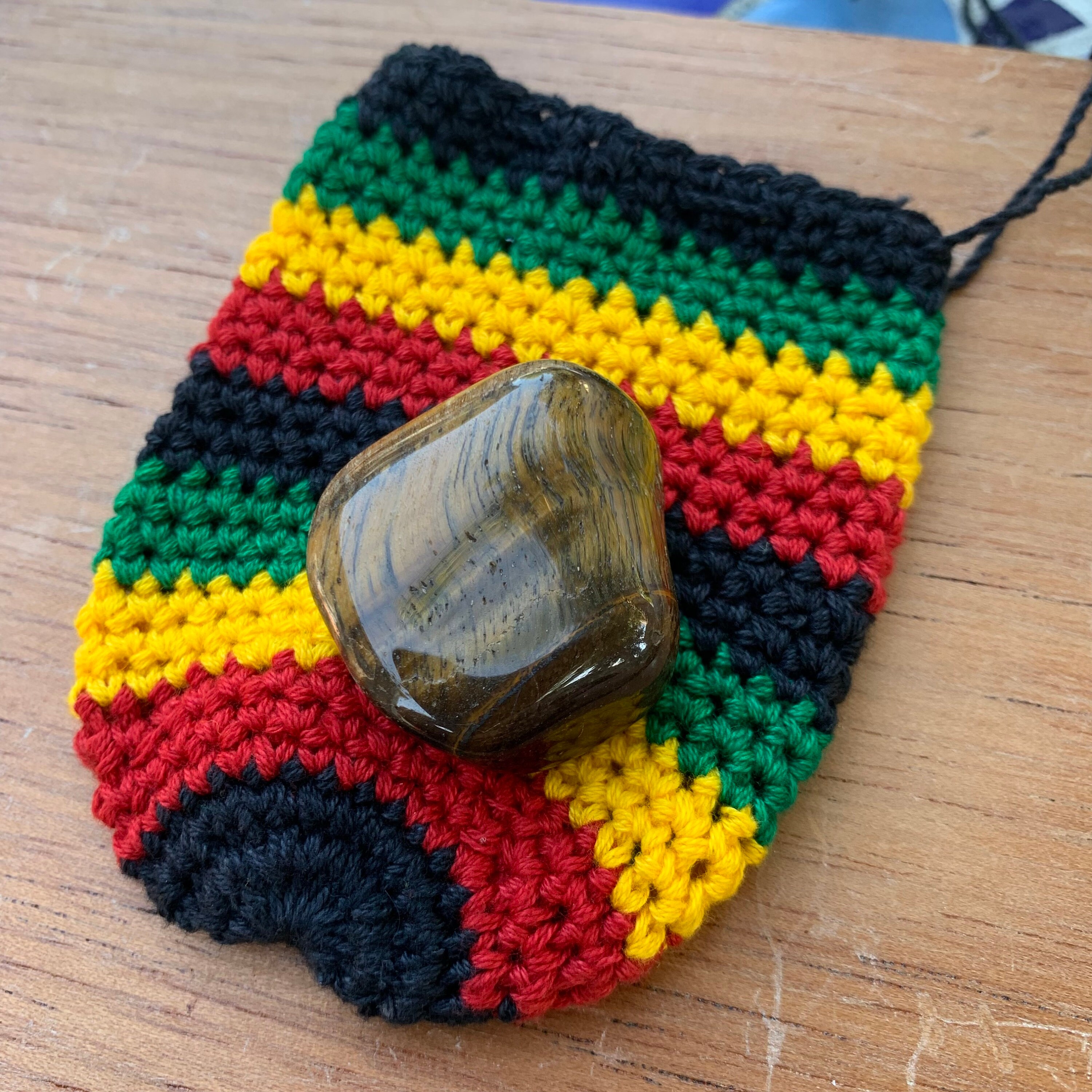 Crocheted Pouch Necklace Rasta Colors - Etsy