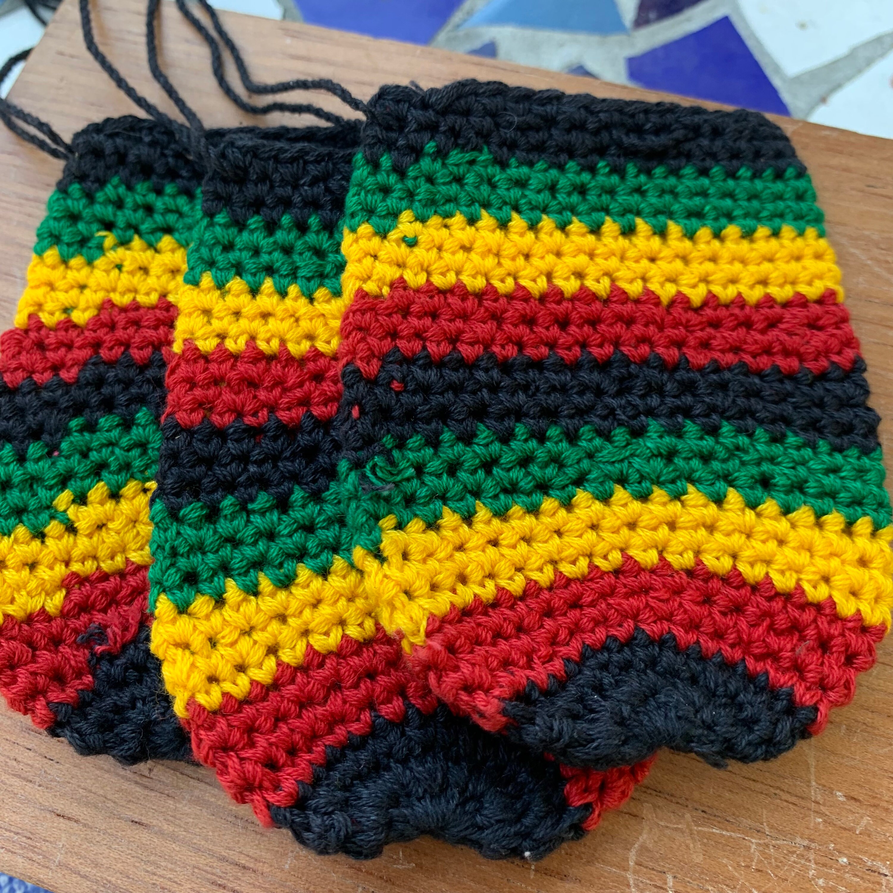 Crocheted Pouch Necklace Rasta Colors - Etsy
